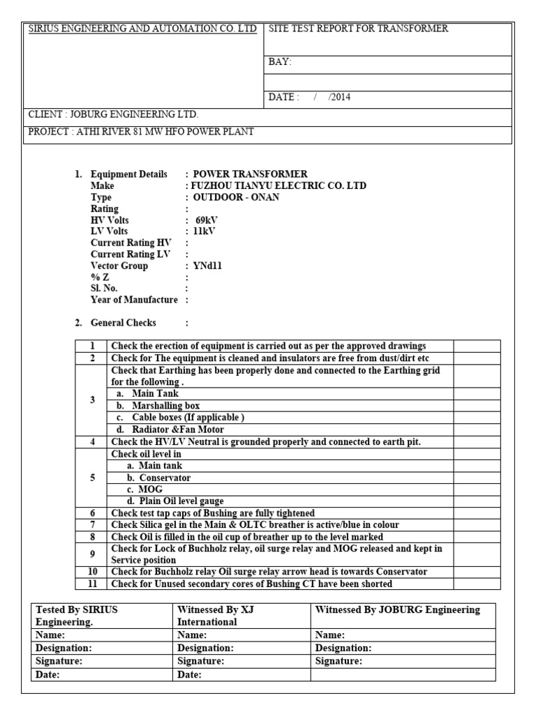 Transformer Test Report FINAL | PDF | Transformer | Electrical Engineering