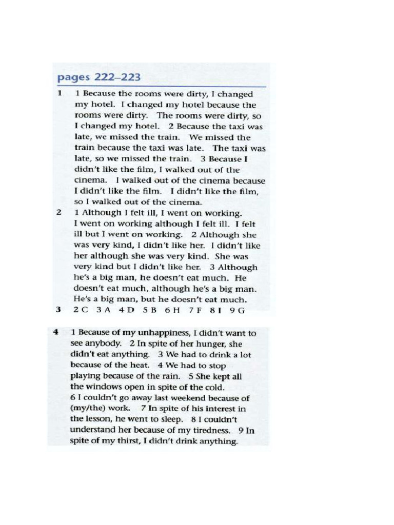 P.222-223-226 Conjunctions - ANSWERS | PDF
