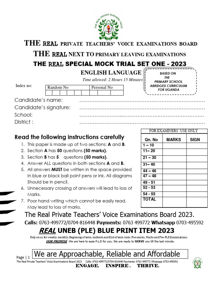 Eng Trial - I - 2023 | PDF