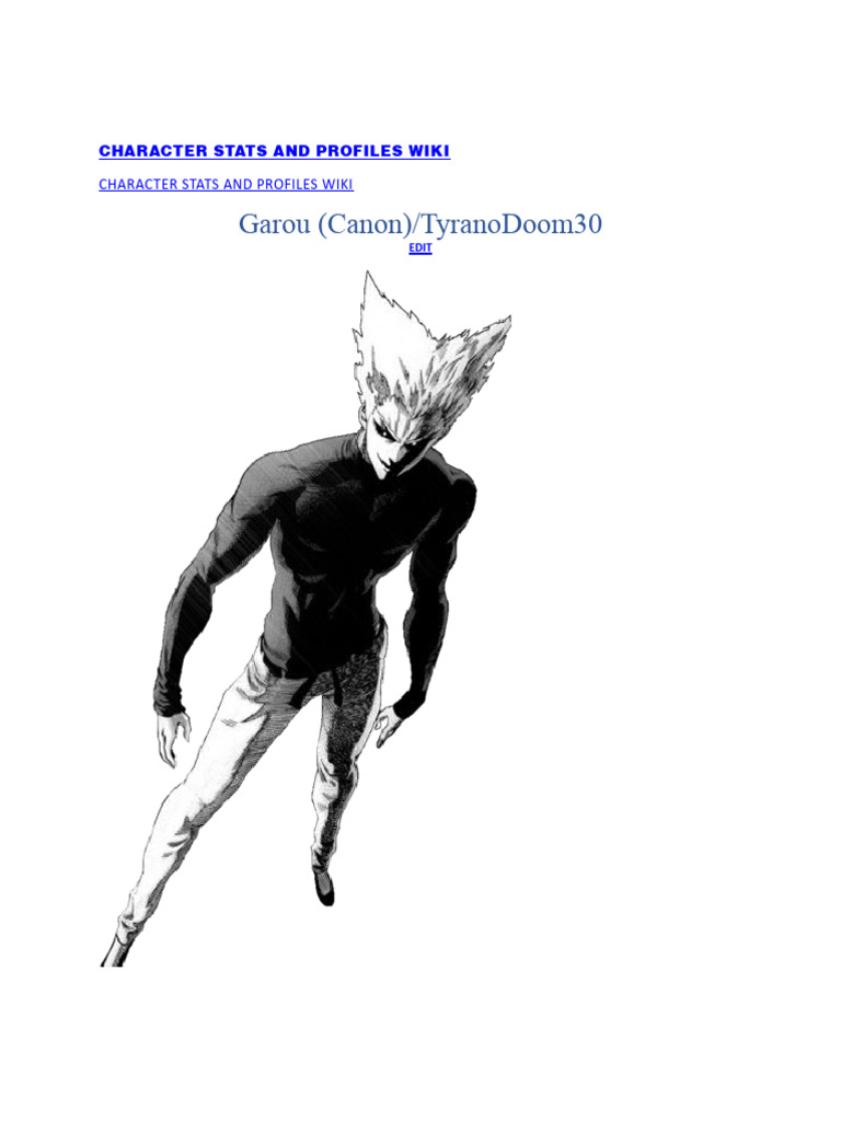Garou (Canon) /tyranodoom30: Character Stats and Profiles Wiki ...