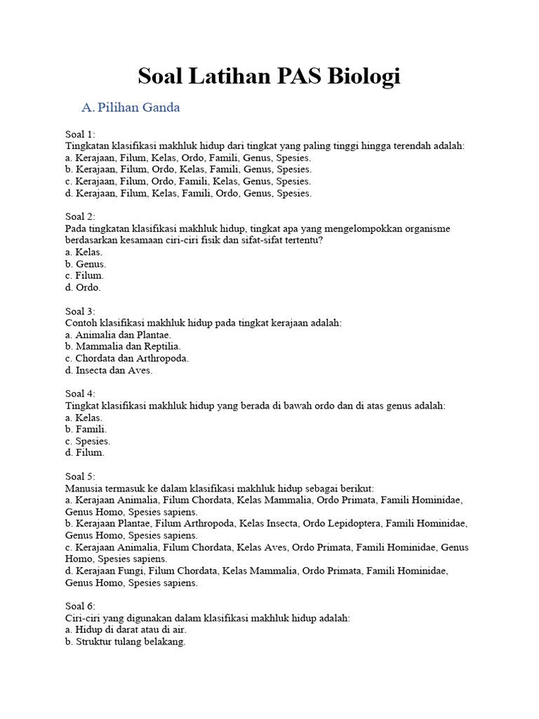 Biologisoal PAS | PDF | Ilmu Sosial | Sains & Matematika