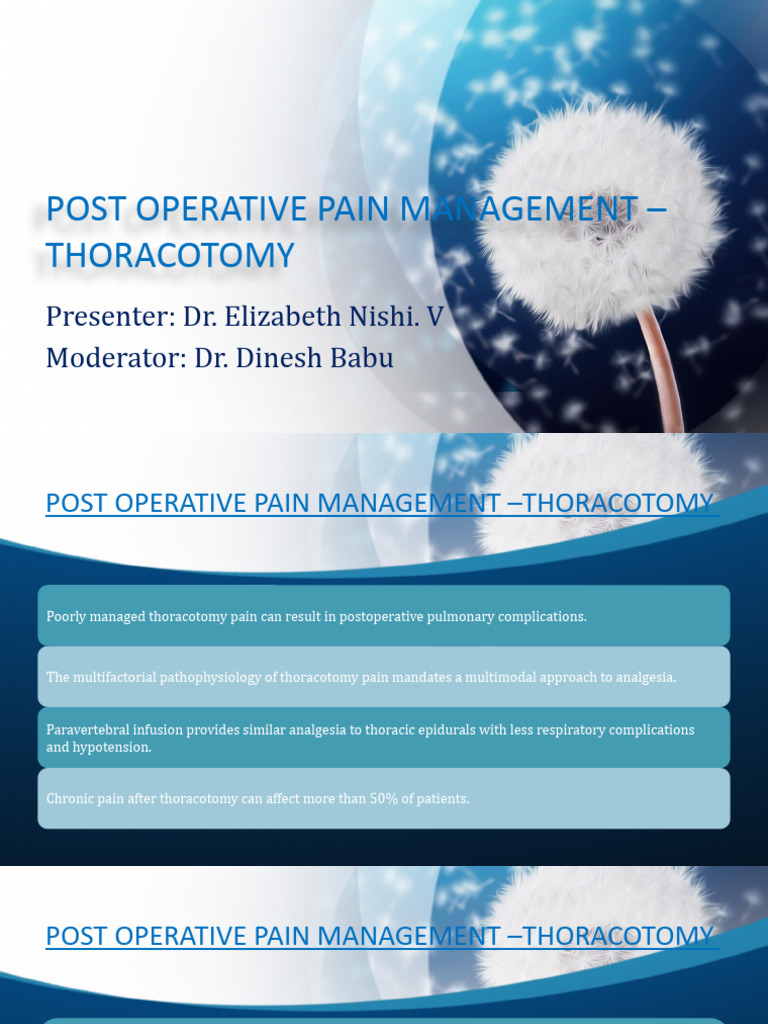 Post Operative Pain Management - Thoracotomy (Autosaved) | PDF ...