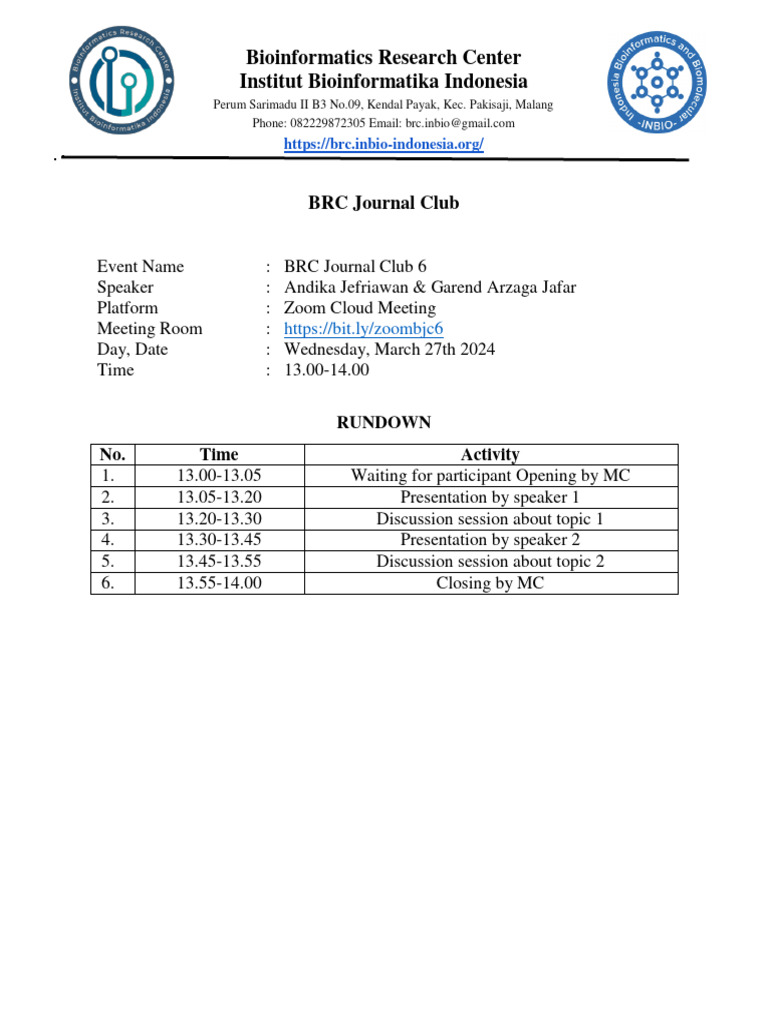 BRC Journal Club 6: March 2024 Event | PDF