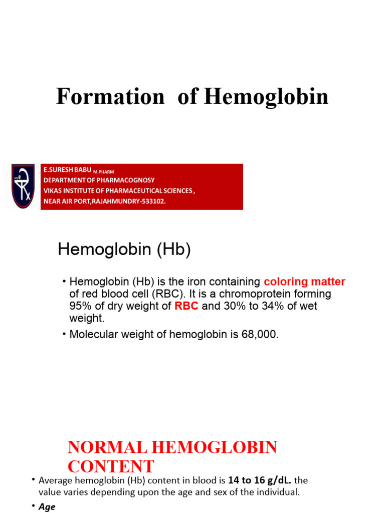 Formation of Hemoglobin | PDF | Hemoglobin | Biomolecules