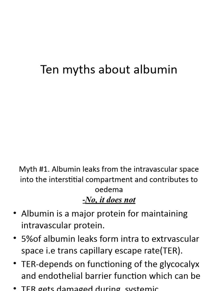 Debunking 10 Myths About Albumin | PDF | Sepsis | Medicine
