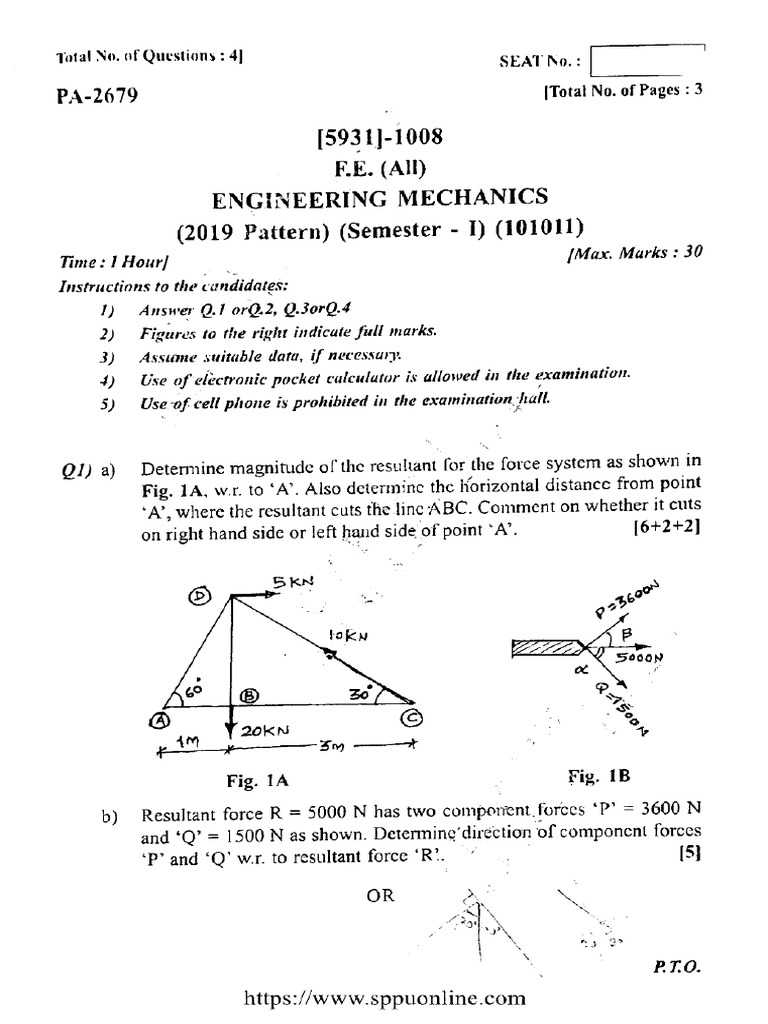 Be 1 Sem Engineering Mechanics 1008 Jan 2023 Pdf