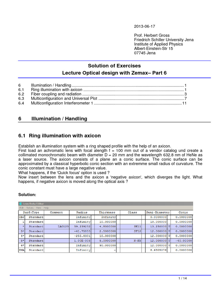 Dokumen - Tips - Solution of Exercises Lecture Optical Design With Zemax Designwit Lecture | PDF ...