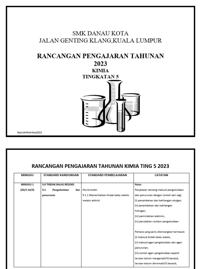 RPT Kimia Ting 5 2023 | PDF