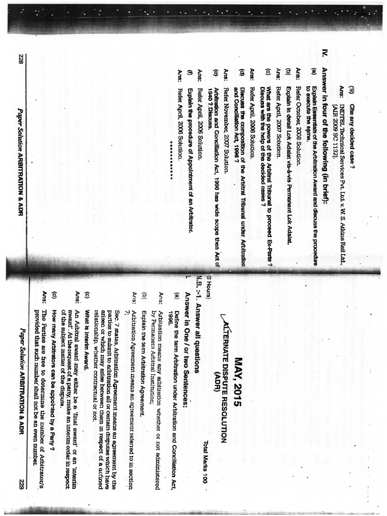 ADR Last 5 Year Question and Answer | PDF