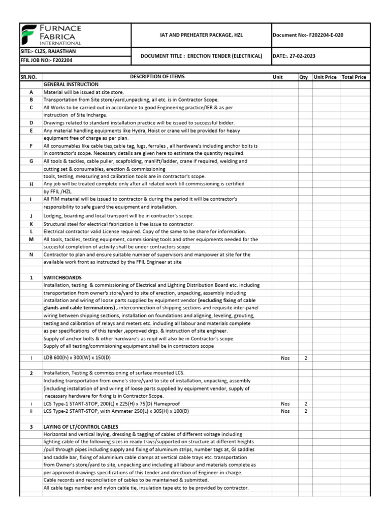 BoQ Electrical | PDF