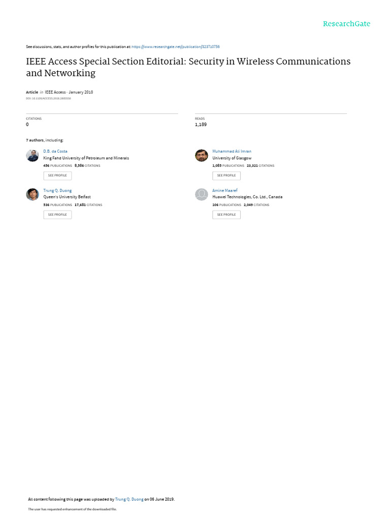 IEEE Access Special Section Editorial Security in | PDF | Mimo | Computer Network