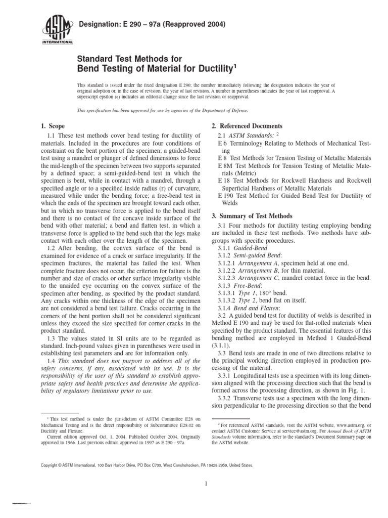 Astm E-290 | PDF | Fracture | Sheet Metal