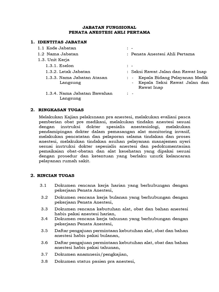 Penata Anestesi Ahli Pertama | PDF
