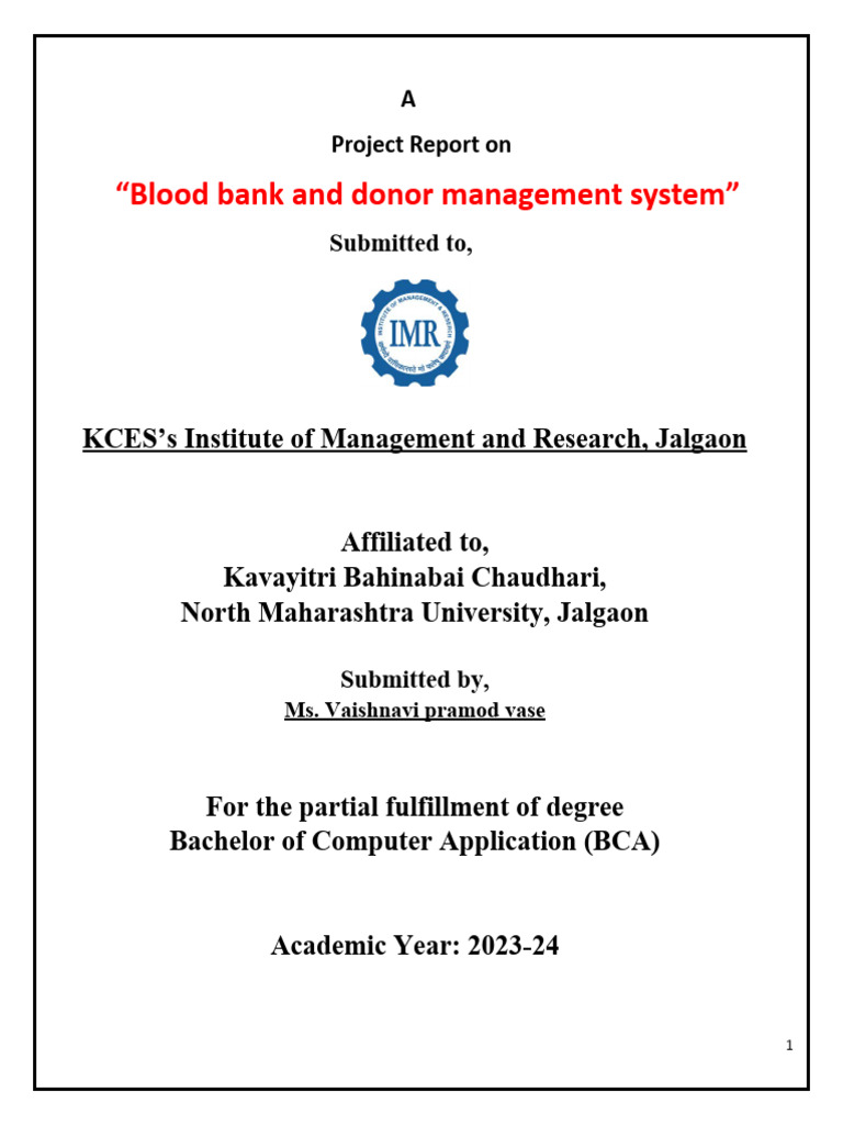 E R Project Final Report | PDF | Php | Blood Donation