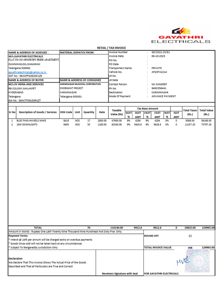 61.SV Infra | PDF | Invoice | Economies