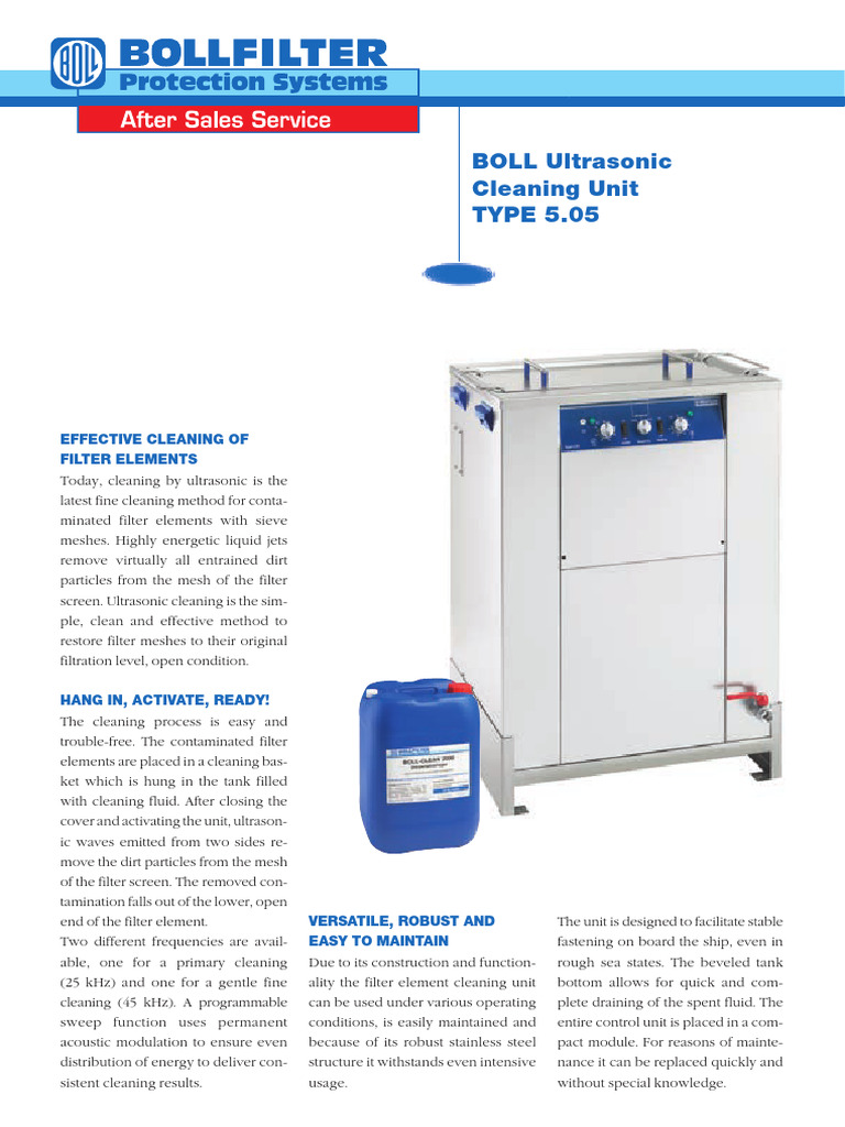 Bollfilter 5.05 Ultrasonic Cleaning Unit | PDF | Filtration | Ultrasound