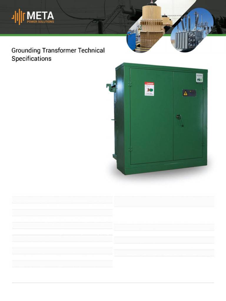Grounding Transformer Tech Specs 4 | PDF