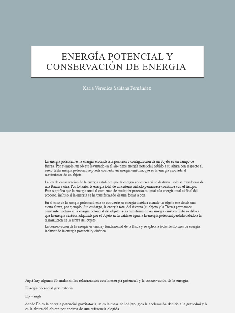 Energia Potencial y Conservación de Energia | Descargar gratis PDF | Energía potencial | Energía ...