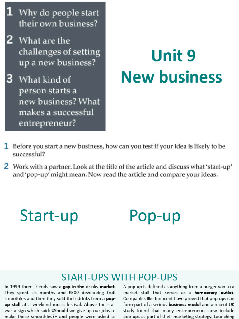 Unit 9. New Business. Part 1 | PDF