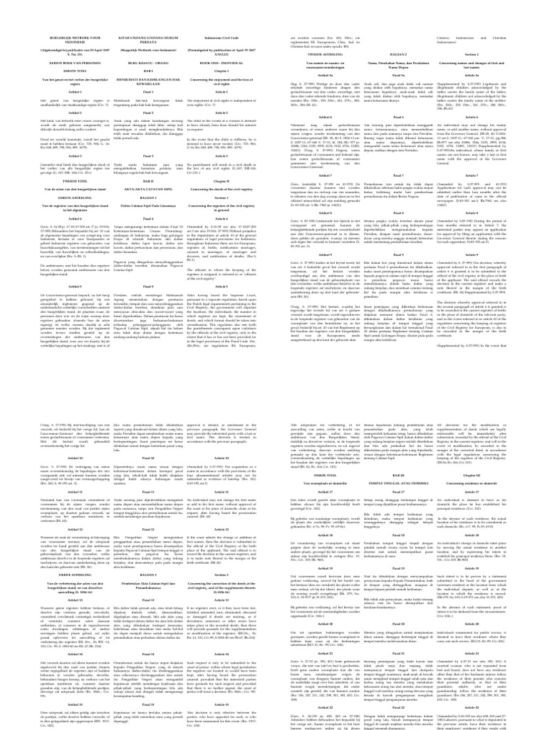 Trilingual Indonesia Civil Code | PDF