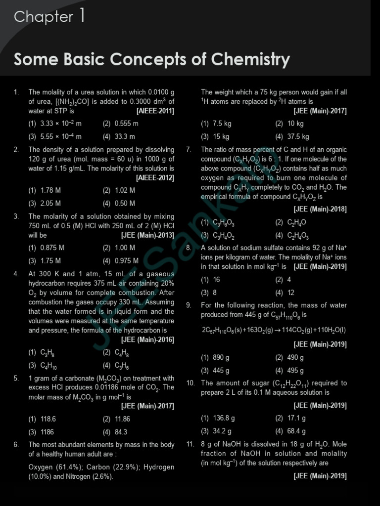 Basic Concepts of Chemistry | PDF | Mole (Unit) | Molar Concentration