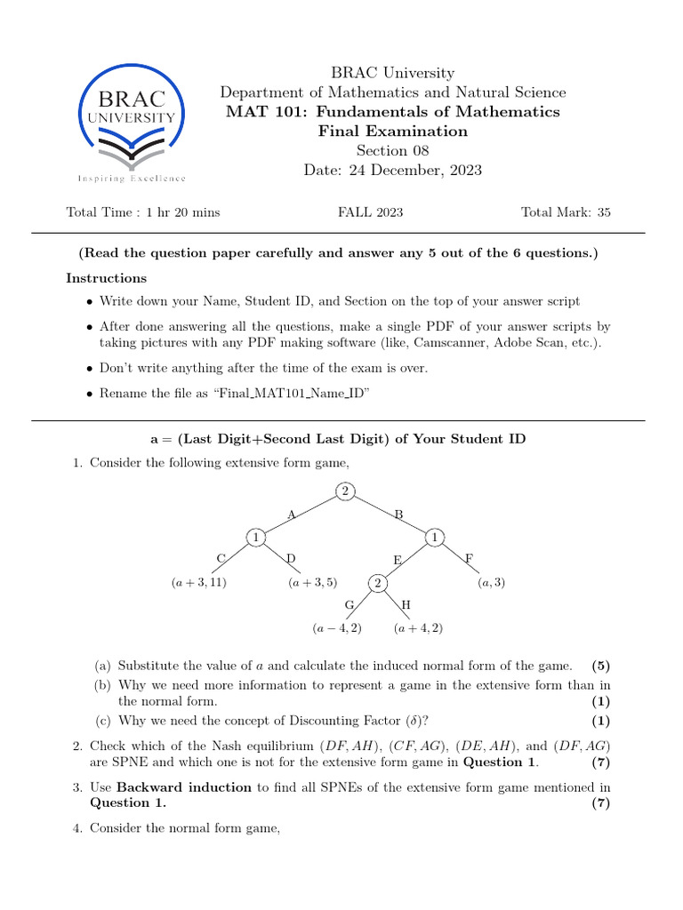 MAT101 Section08 | PDF