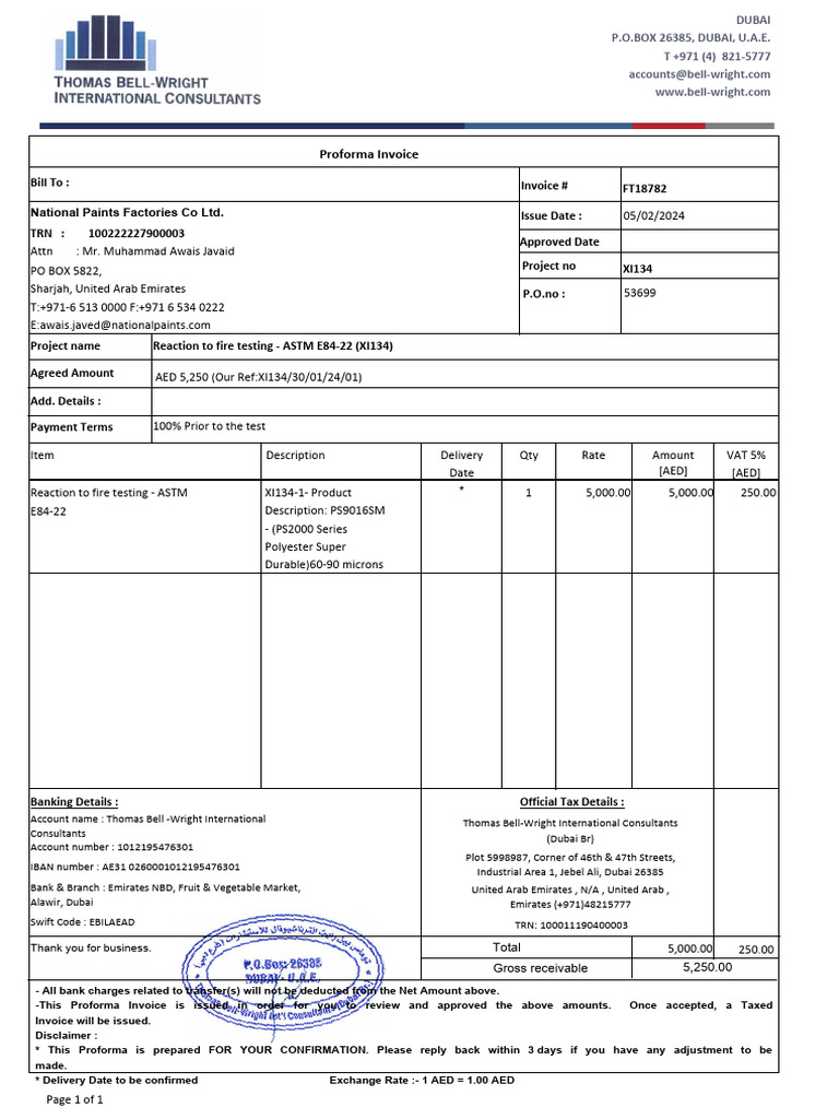 Xi134 - Pi FT18782 | PDF | United Arab Emirates | Invoice
