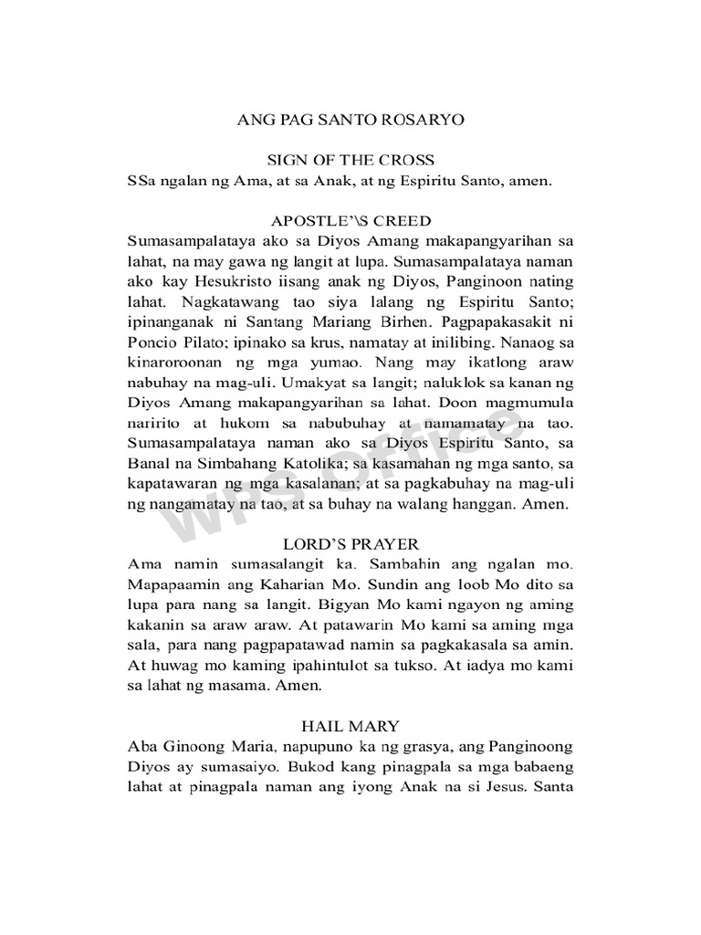 Holy Rosary Tagalog | PDF