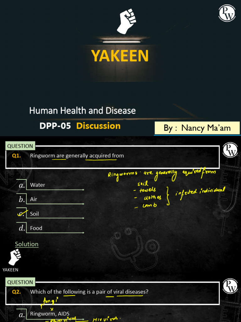 Soln DPP 05 Human Health and Disease | PDF | Pneumonia | Medical ...