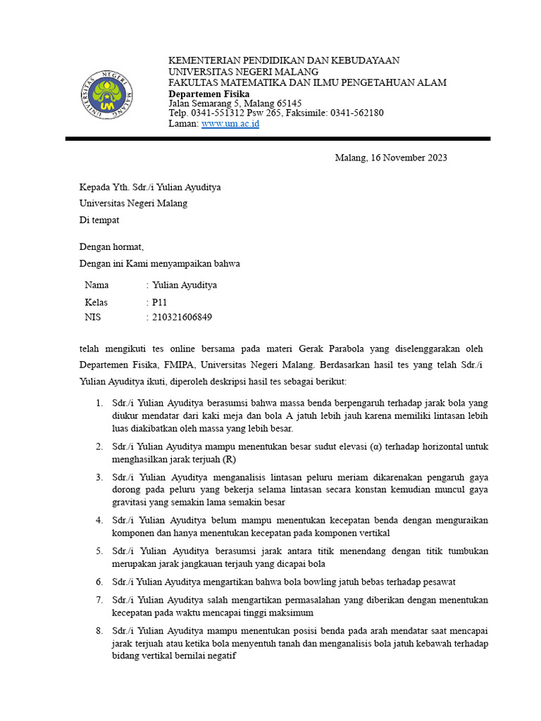 Contoh Laporan Untuk Feedback | PDF