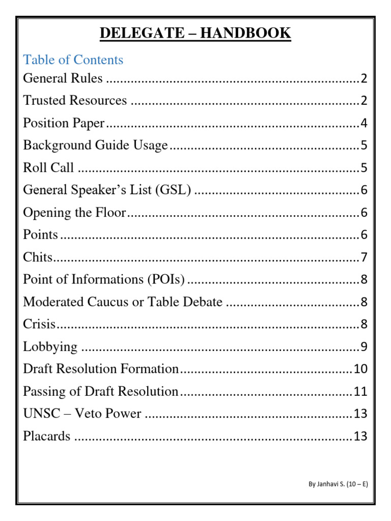 Delegate Handbook | PDF | United Nations Security Council | United Nations