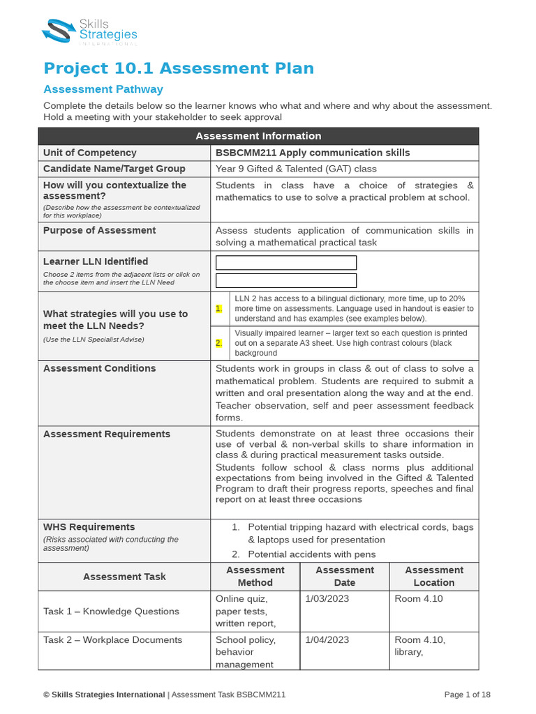 LLN Modify Assessment Tool | PDF | Communication | Learning