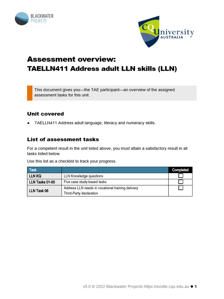LLN Assessment Overview - v5 | PDF | Cognitive Psychology | Learning
