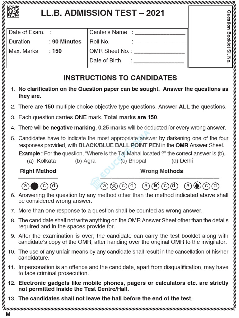 Ailet Nlu Delhi 2021 Question Paper Along With Answer Key Pdf