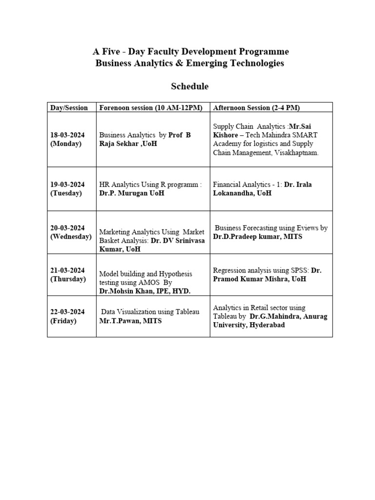 FDP Schedule | PDF