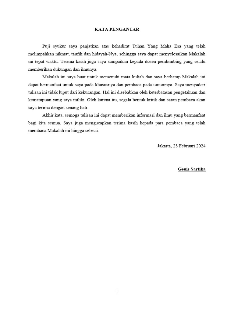 Kata Pengantar Makalah Pdf