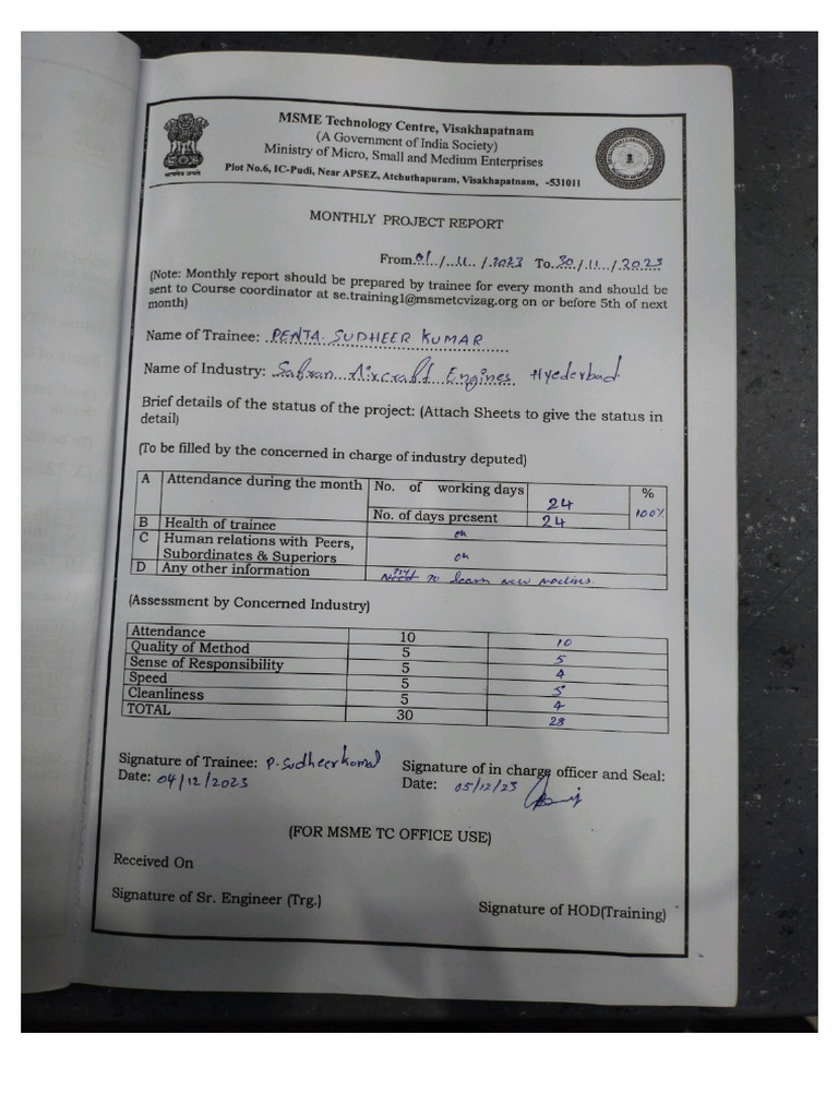 Sudheer Monthly Report | PDF