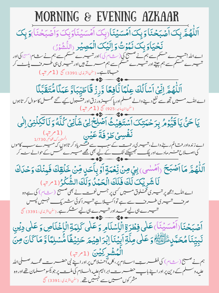 Morning and Evening Azkaar HOS-1 | PDF