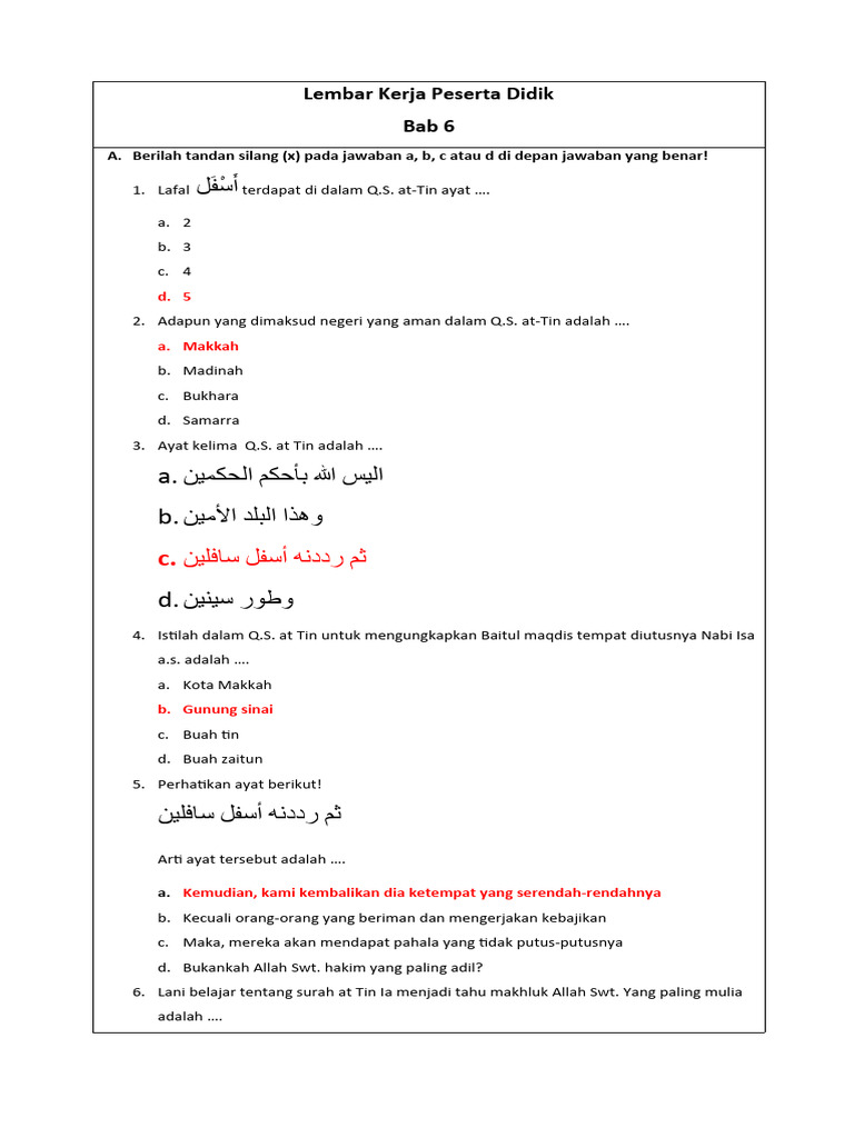 Ulangan-1 Bab 6 | PDF