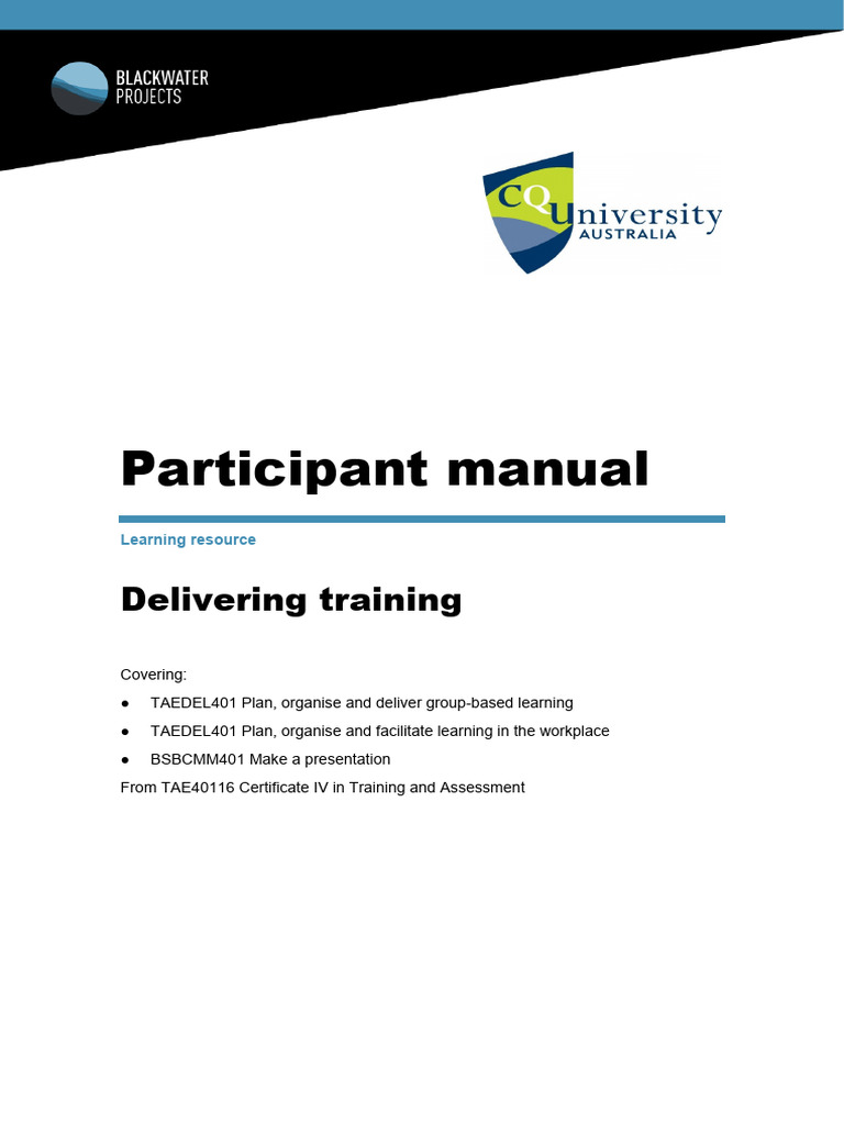 Participant Manual: Delivering Training | Download Free PDF | Learning ...