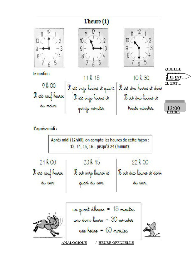 Comprendre l'heure et les activités quotidiennes | PDF