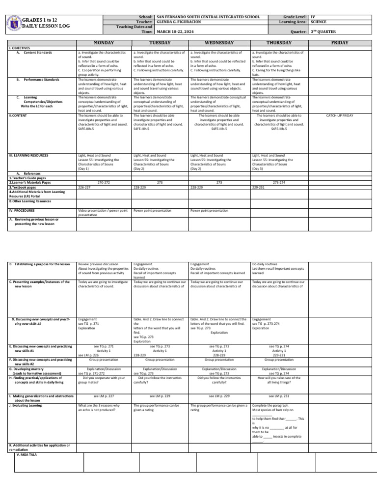 DLL - Science 4 - Q3 - W10 | PDF