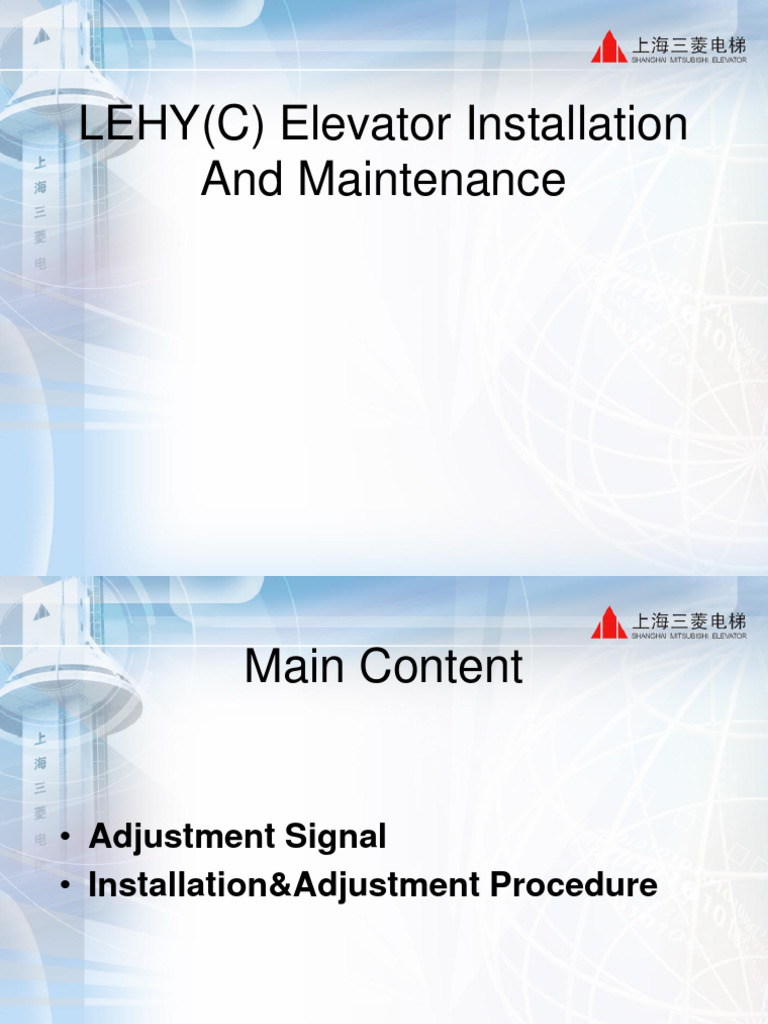 LEHY Elevator Installation Guide | PDF | Power Supply | Elevator