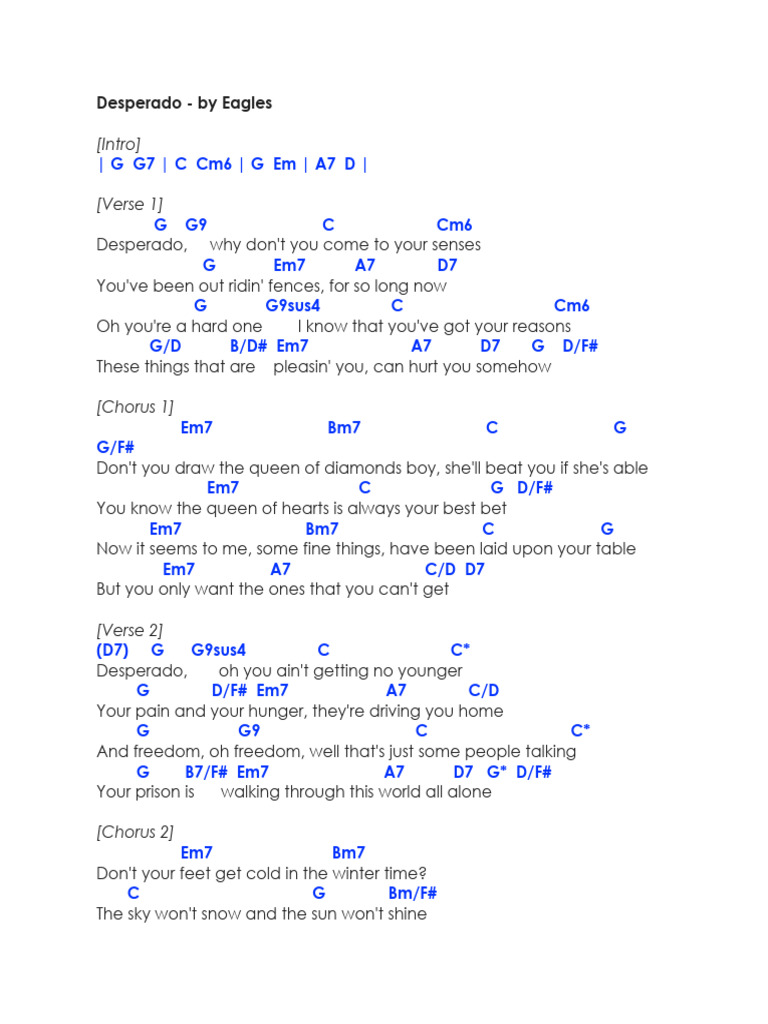 Desperado - Eagles | PDF