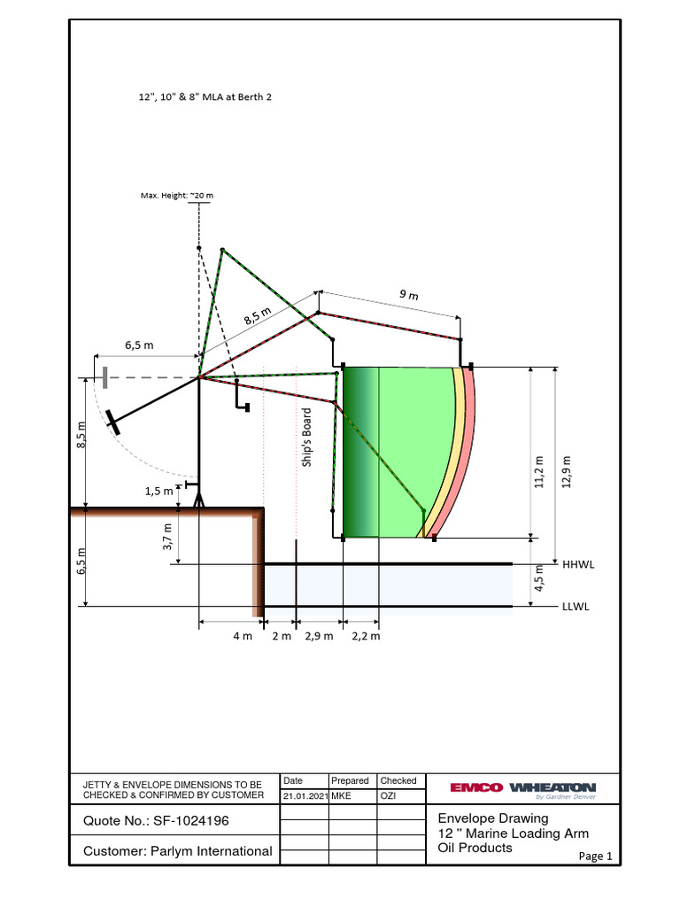 Marine Loading Arm Envelope Dimensions | PDF | Shipping | Freight Transport