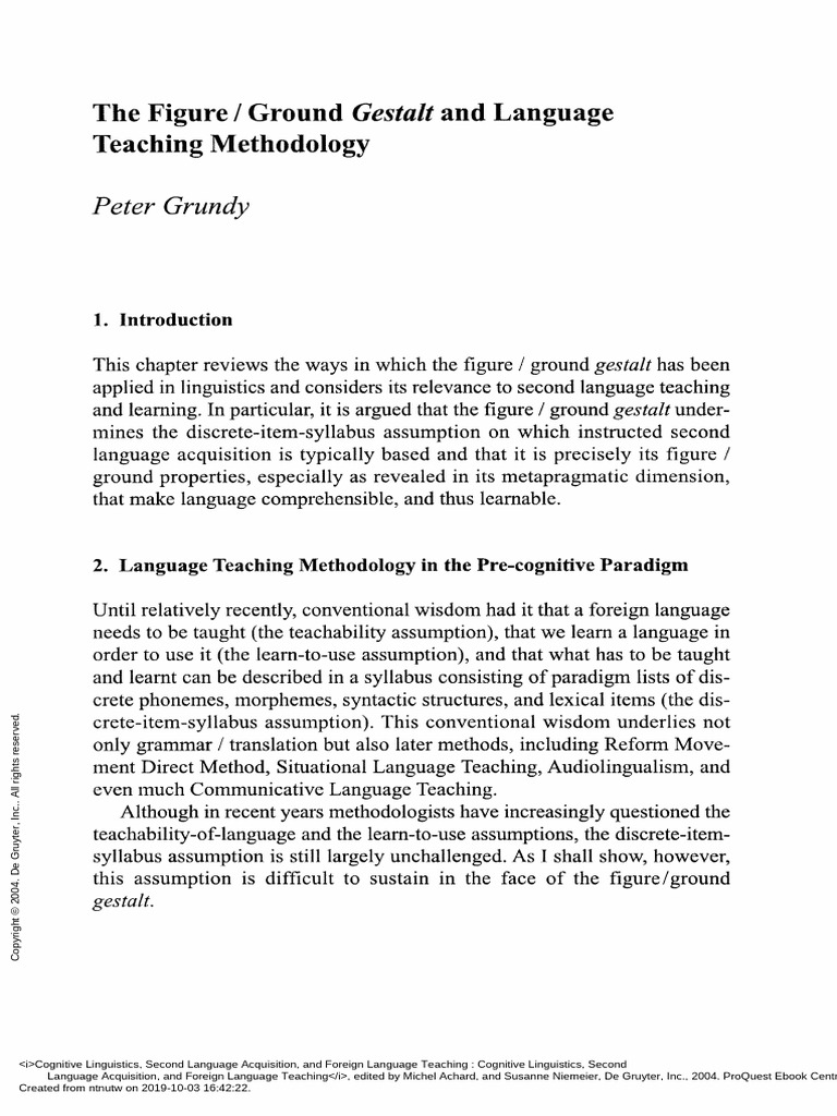 Cognitive Linguistics Second Language Acquisition - (The Figure Ground Gestalt and Language ...