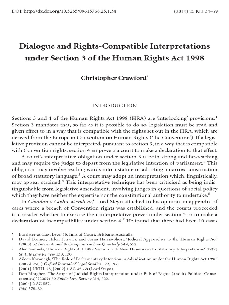Dialogue and Rights-Compatible Interpretations Under Section 3 of The ...