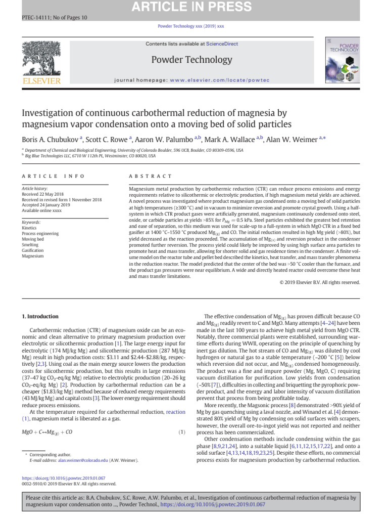 Powder Technology: Boris A. Chubukov, Scott C. Rowe, Aaron W. Palumbo ...