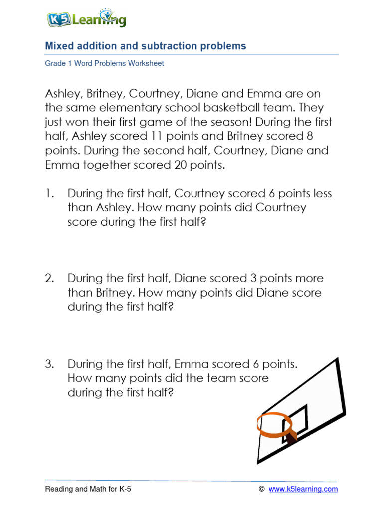 Grade 1 Addition Subtraction Word Problems 50 D | PDF