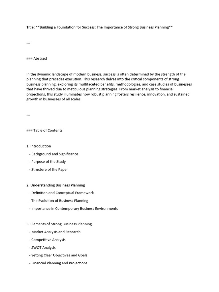 Strong Business Plan | PDF | Planning | Goal